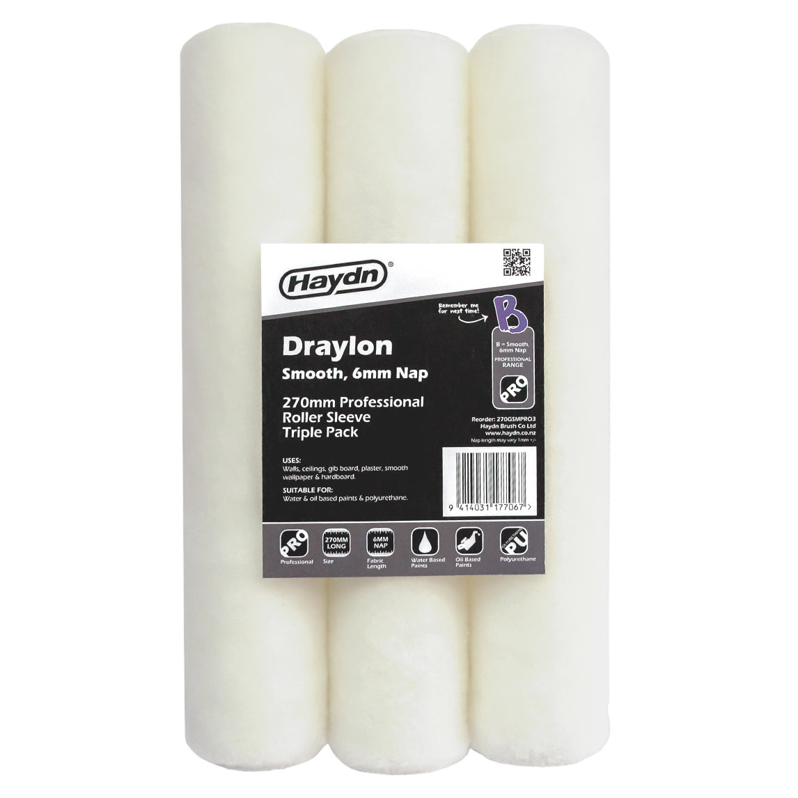 Professional Draylon 6mm Smooth Roller Sleeve - Garage Workshop Solutions