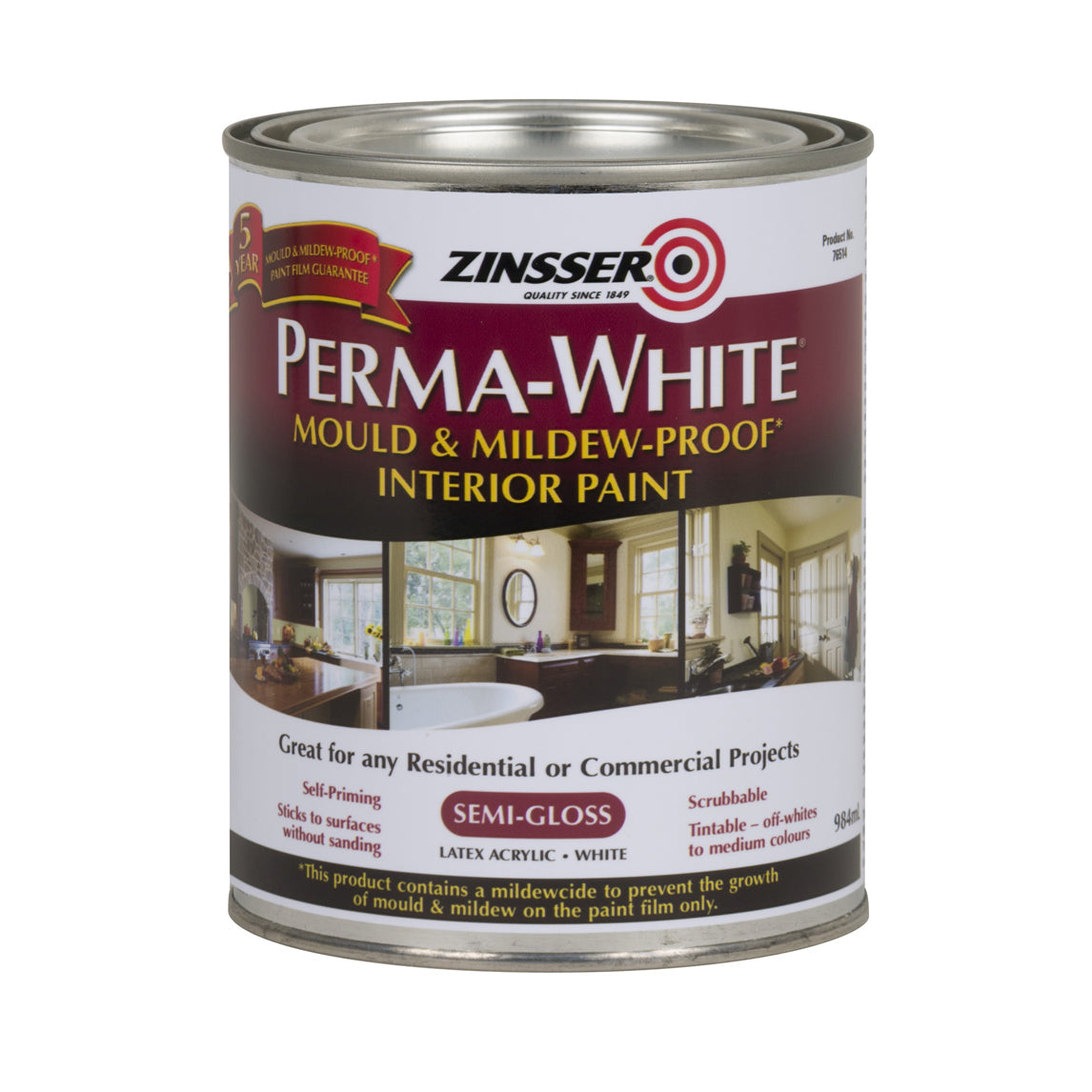 Zinsser Perma-White Semi Gloss Interior Paint Durable